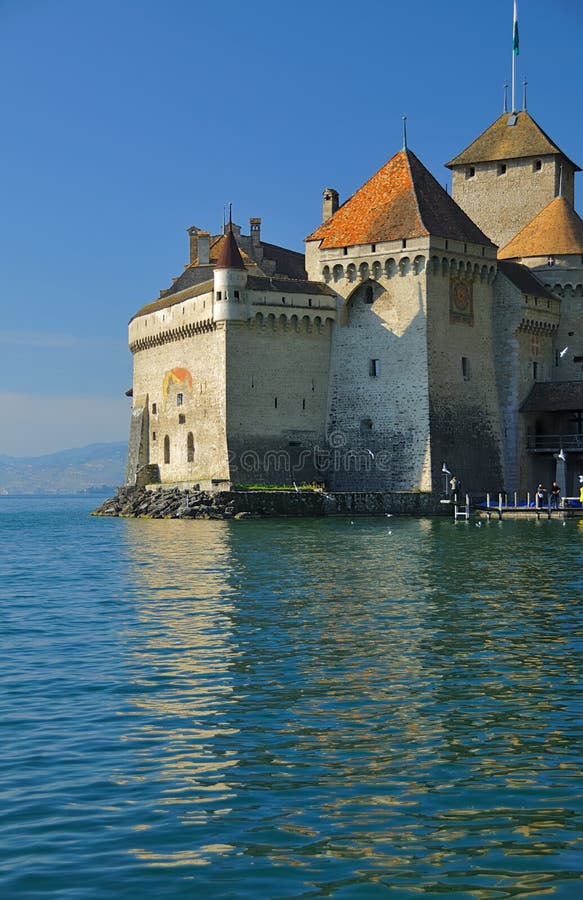 Castle on lake geneva stock photo. Image of medieveval - 11430380