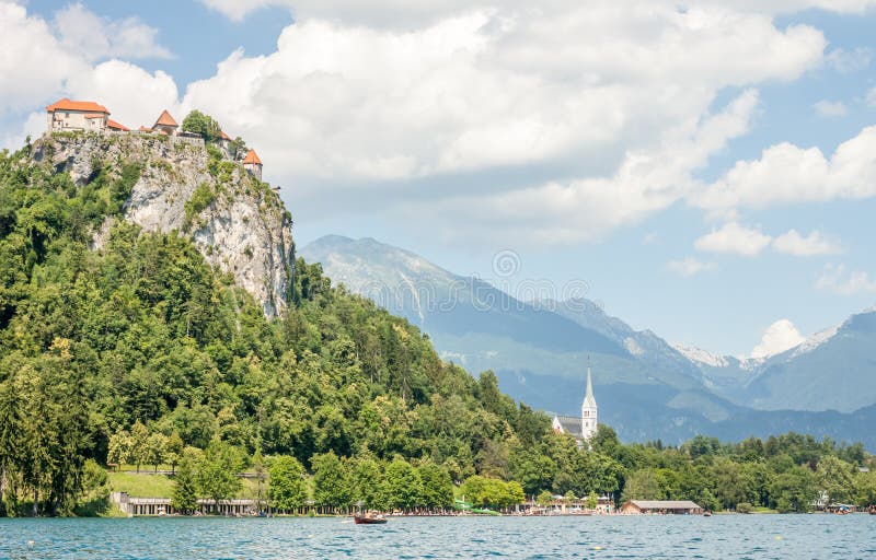 Castle on lake shore editorial stock photo. Image of outdoors - 73819483