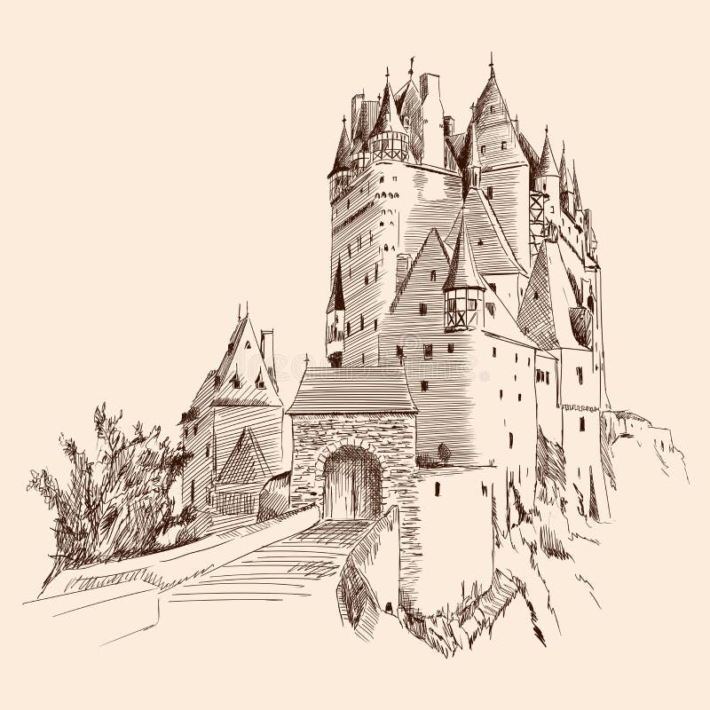 Castle and landscape. stock vector. Illustration of kingdom - 173267969