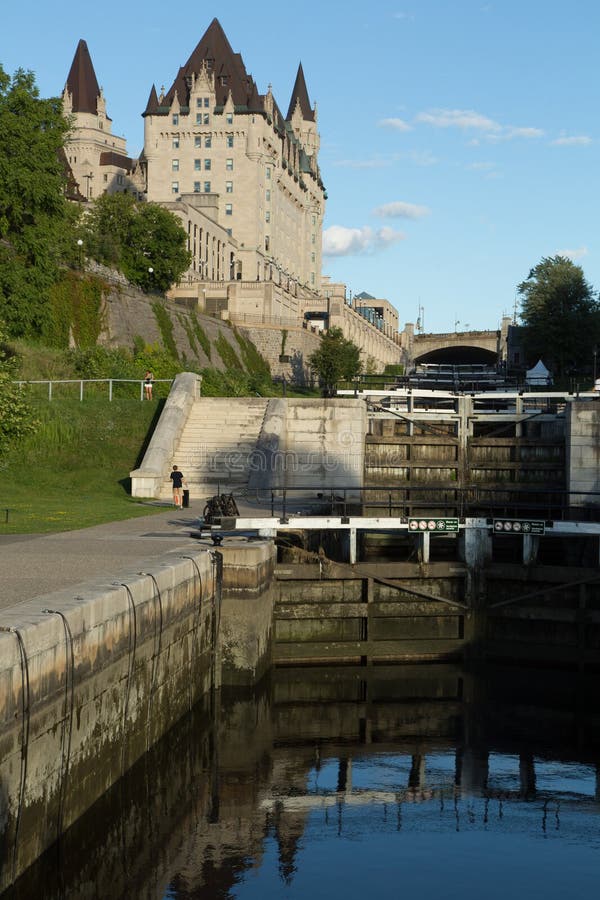 A Castle with a Large Gate and a Bridge Stock Photo - Image of ...