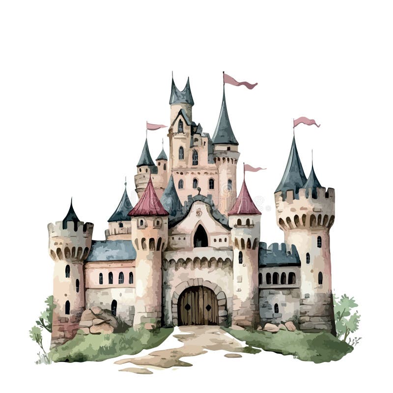 Castle with a Large Gate and a Flag on Top. the Castle is White and Has ...