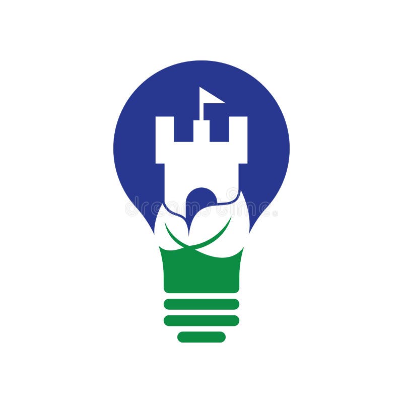 Castle with Leaf and Bulb Icon Vector Logo. Stock Vector - Illustration ...