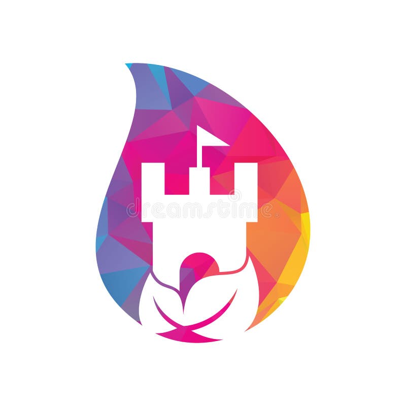 Castle with Leaf and Drop Icon Vector Logo. Stock Vector - Illustration ...