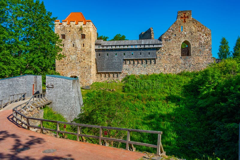 Castle of the Livonian Order in Sigulda, Latvia Stock Photo - Image of ...