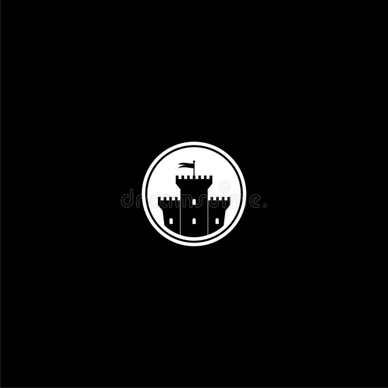 Castle Logo Icon Isolated on Dark Background Stock Vector ...