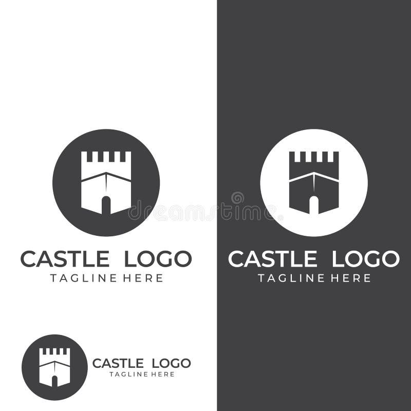 Castle Logo Silhouette, Castle Logo with Shield Combination Design ...