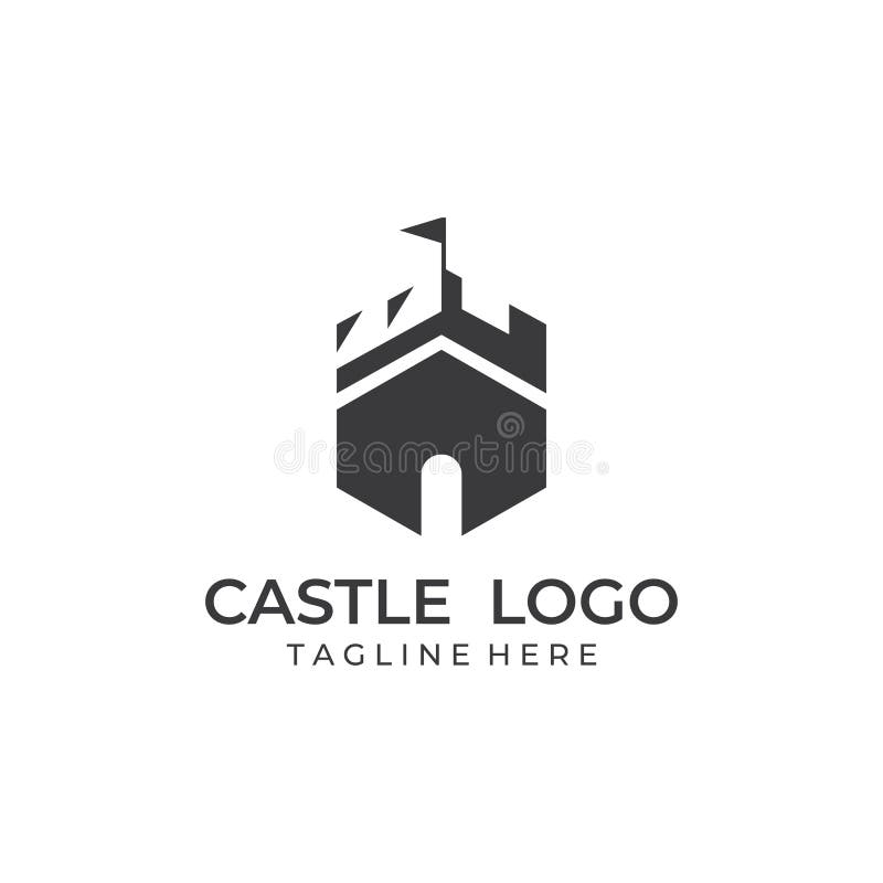 Castle Logo Silhouette, Castle Logo with Shield Combination Design ...