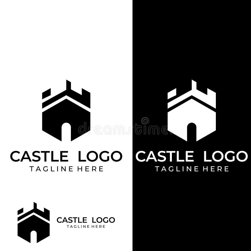 Castle Logo Silhouette, Castle Logo with Shield Combination Design ...