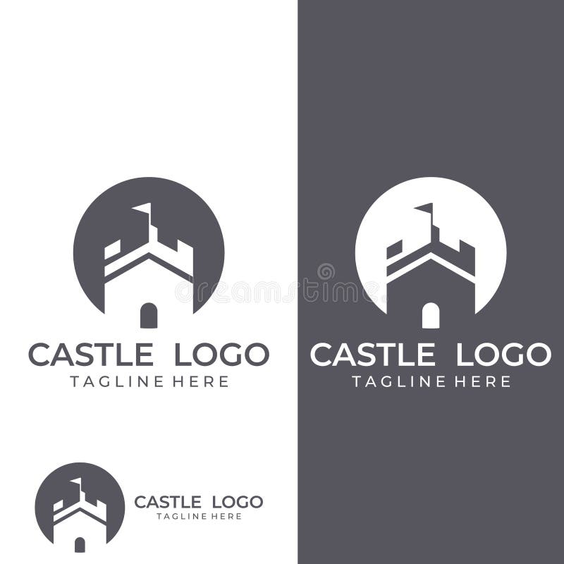Castle Logo Silhouette, Castle Logo with Shield Combination Design ...