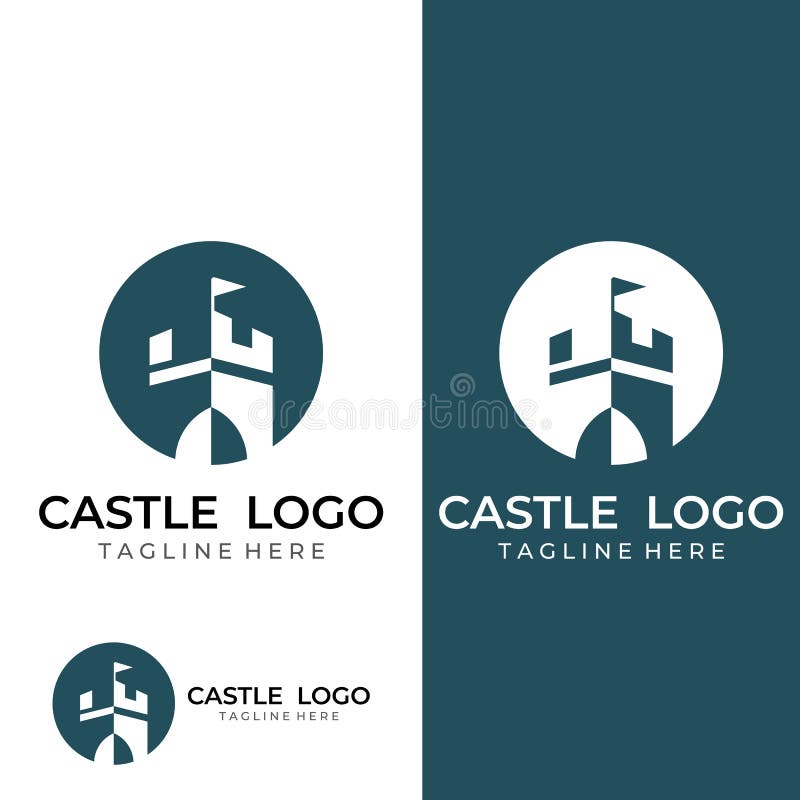 Castle Logo Silhouette, Castle Logo with Shield Combination Design ...