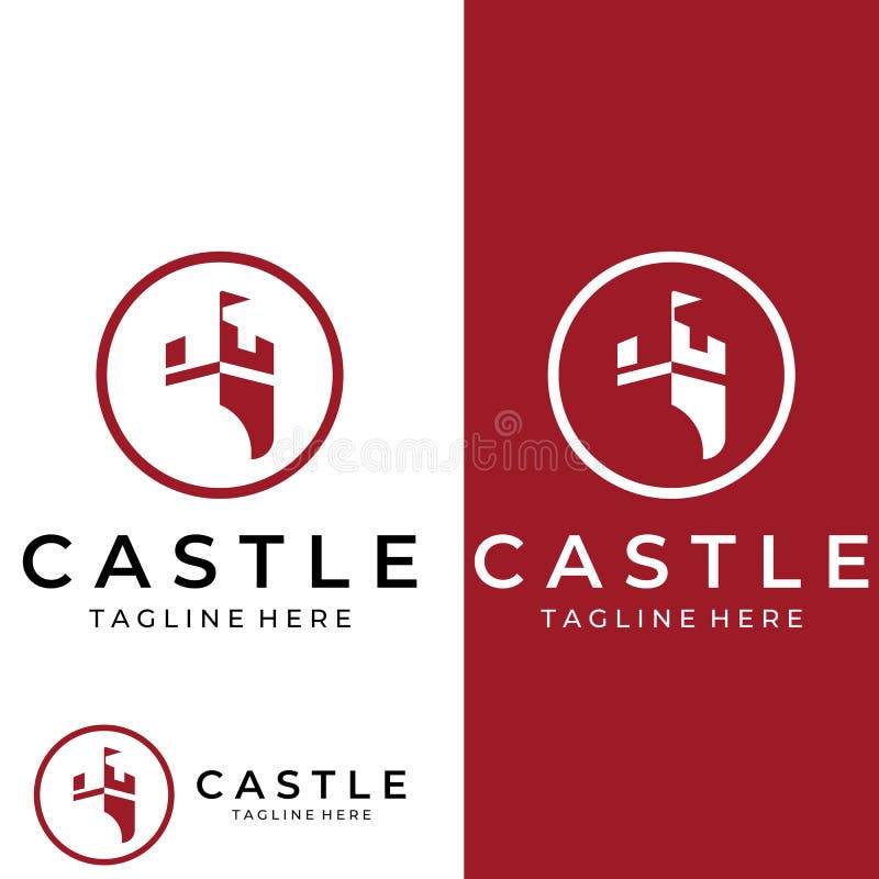 Castle Logo Silhouette, Castle Logo with Shield Combination Design ...