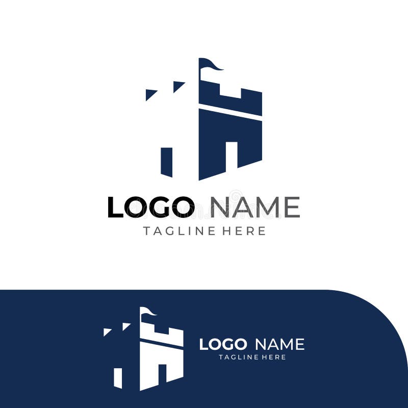 Castle Logo Silhouette, Castle Logo with Shield Combination Design ...