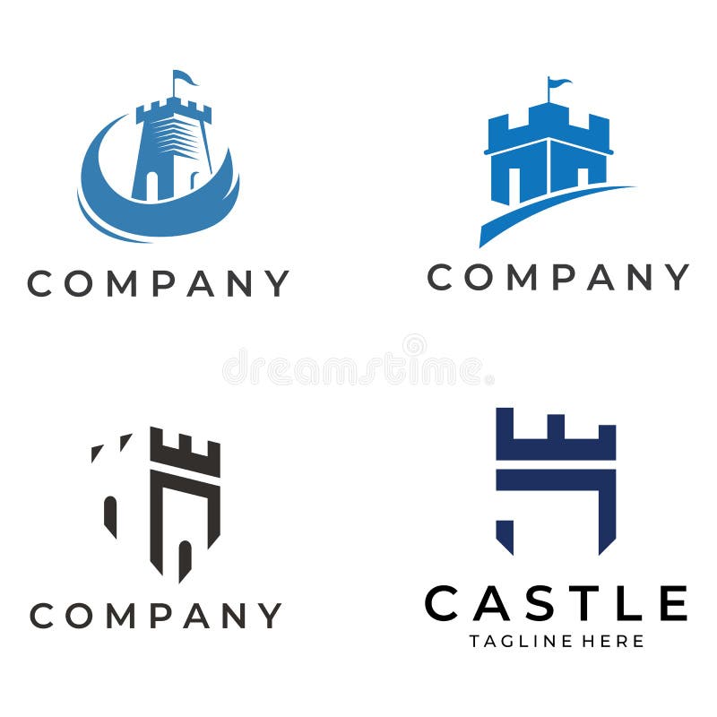 Castle Logo Silhouette, Castle Logo with Shield Combination Design ...