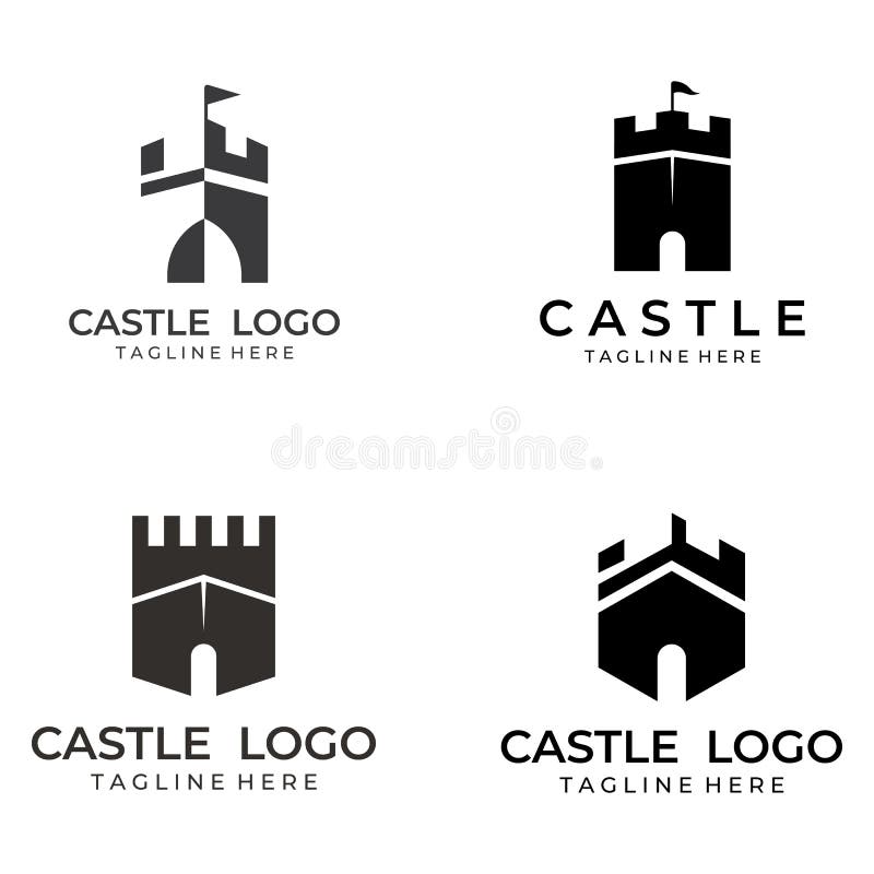 Castle Logo Silhouette, Castle Logo with Shield Combination Design ...
