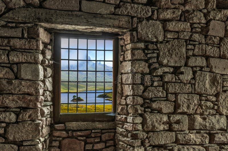 View To a Window in a Stone Wall Stock Photo - Image of prospect ...