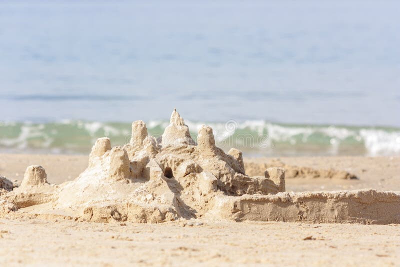 Sand Castle on the Background of the Sea Stock Image - Image of resort ...