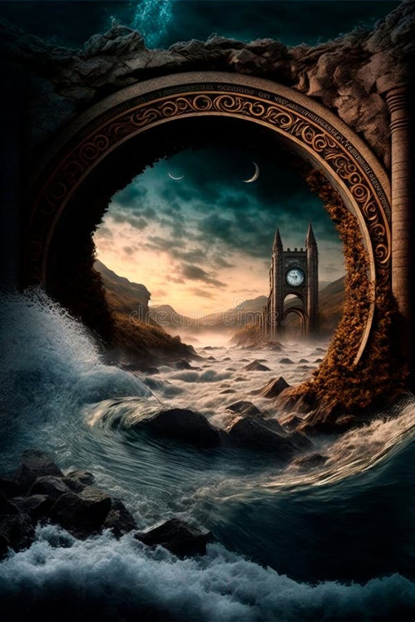 Castle on the Magic River, the Water Flows through a Round Arch Stock ...