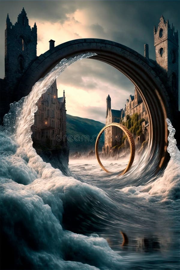 Castle on the Magic River, the Water Flows through a Round Arch Stock ...