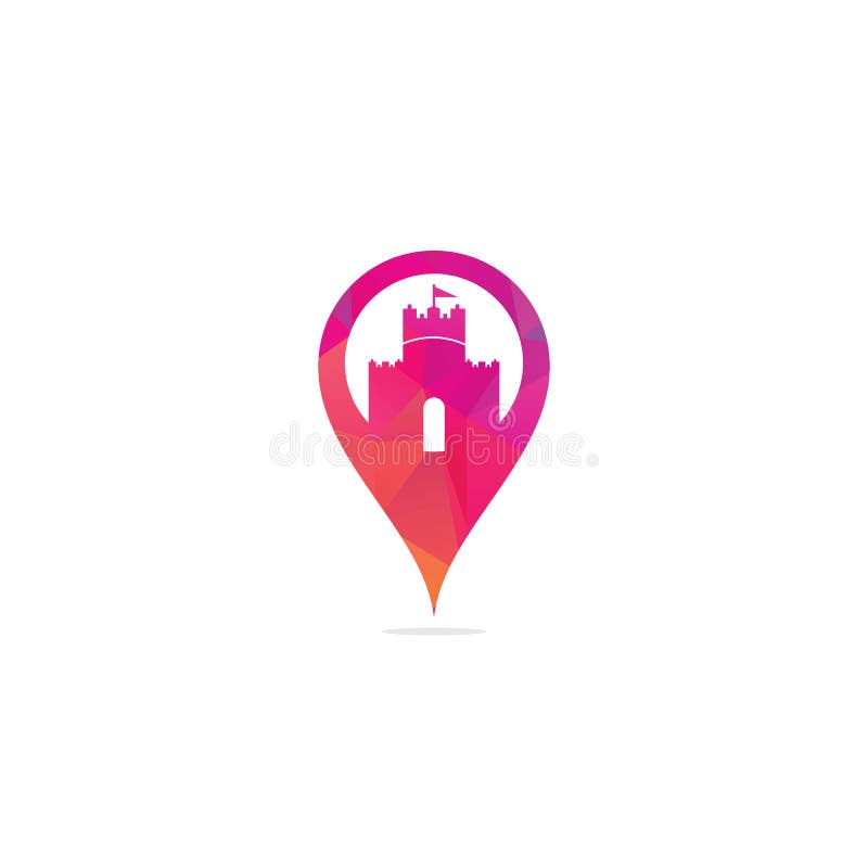 Castle Map Pin Shape Concept Logo Design Vector. Stock Vector ...