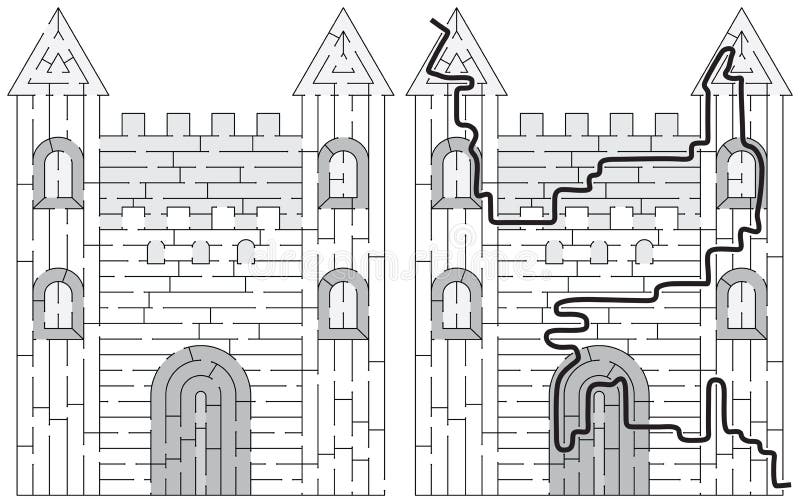 Castle maze stock vector. Illustration of drawing, education - 218917984