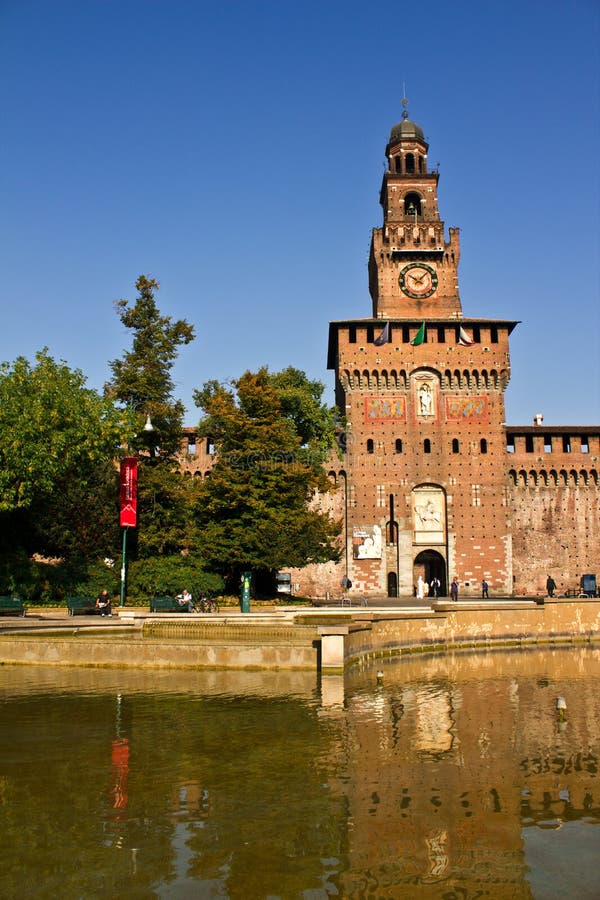 Castle in Milan stock photo. Image of sforza, reflections - 21448790
