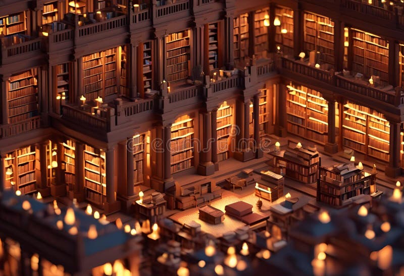 A Castle of Millions of Books Library Stock Illustration - Illustration ...