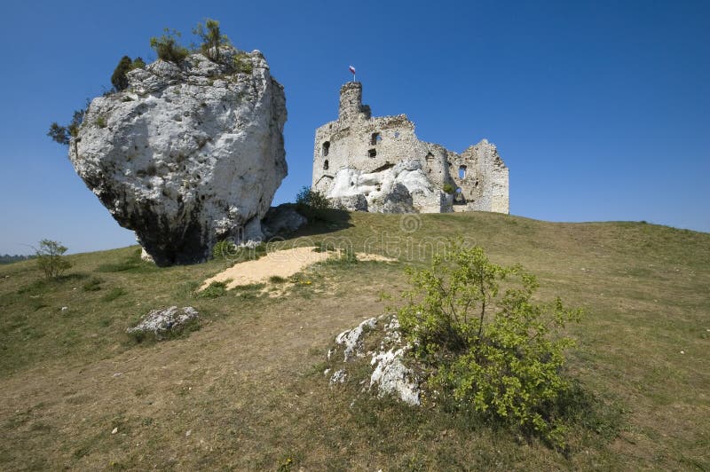 Castle in Mirow, Poland stock image. Image of hill, jura - 28174059