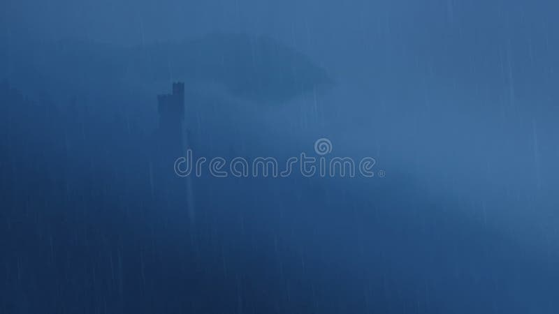 Raining on Castle in Misty Mountains Stock Footage - Video of fantasy, atmospheric: 271655266