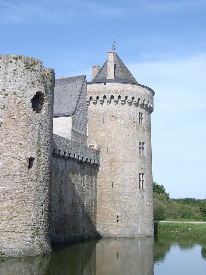Castle and moat stock image. Image of defense, fort, machicolations ...