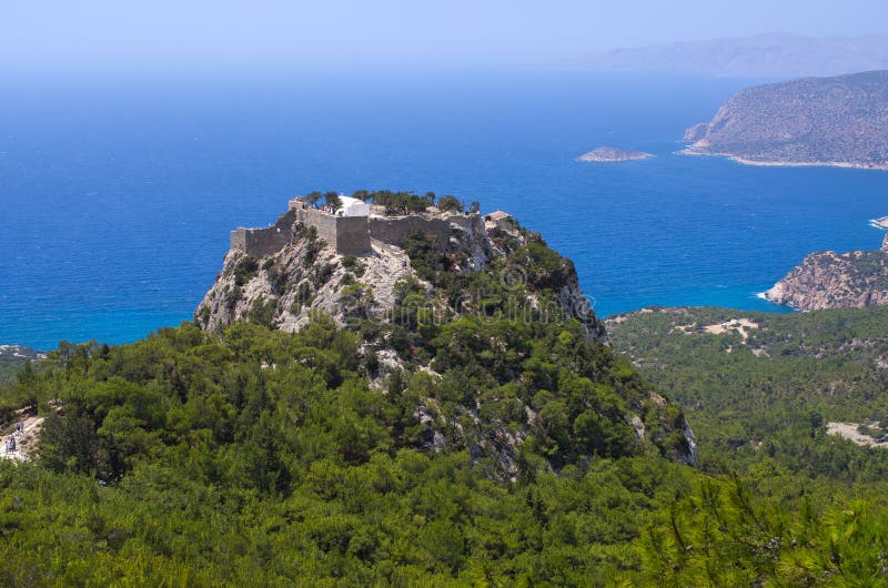 Castle of Monolithos, Rhodes Island, Greece Stock Photo - Image of ...
