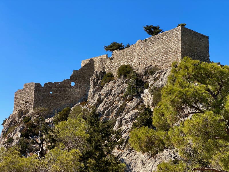 The Castle of Monolithos, Rhodes Island Stock Photo - Image of green ...