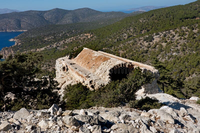 The Castle of Monolithos Ruins, Rhodes Stock Image - Image of landscape ...