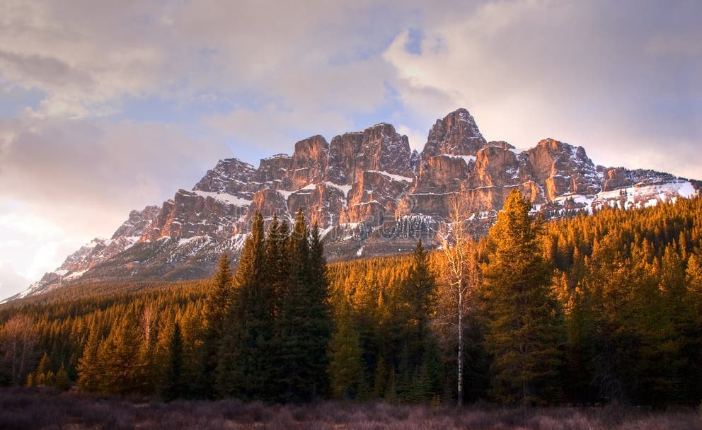 Castle Mountain, Banff, Alberta Stock Image - Image of castle, cloudy ...