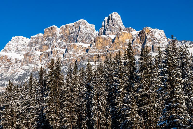 Castle Mountain Range. Banff National Park, Alberta, Canada Stock Image ...