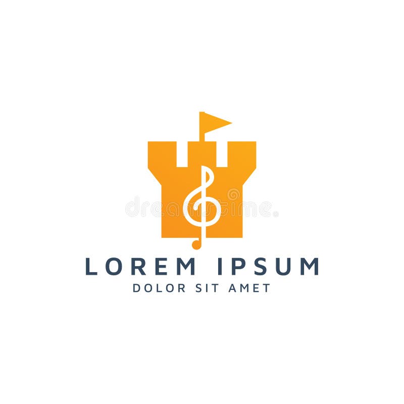 Castle and Music Negative Space Logo Design Stock Vector - Illustration ...