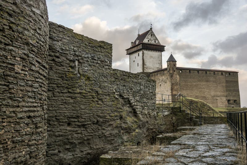 Castle in Narva, Estonia stock image. Image of famous - 83359067