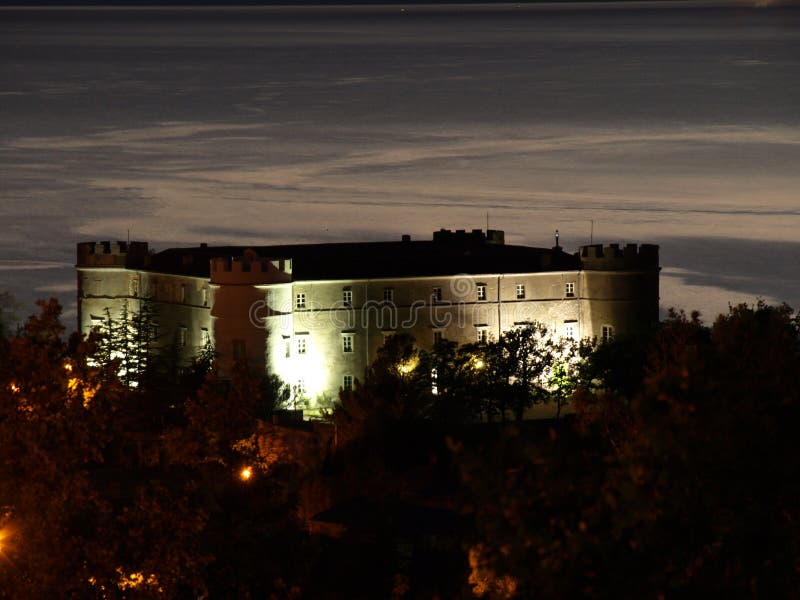 Castle at night stock image. Image of night, fort, frankopan - 21408595
