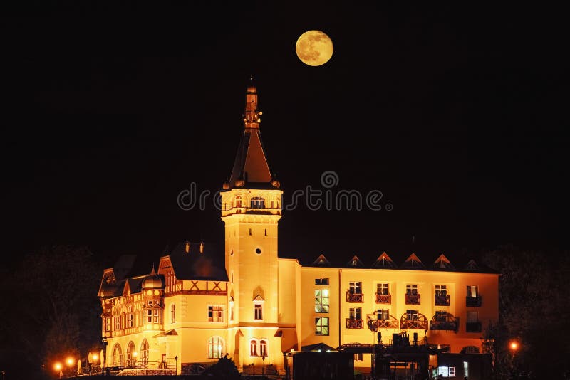 Castle in the Night stock photo. Image of outside, labem - 63069608