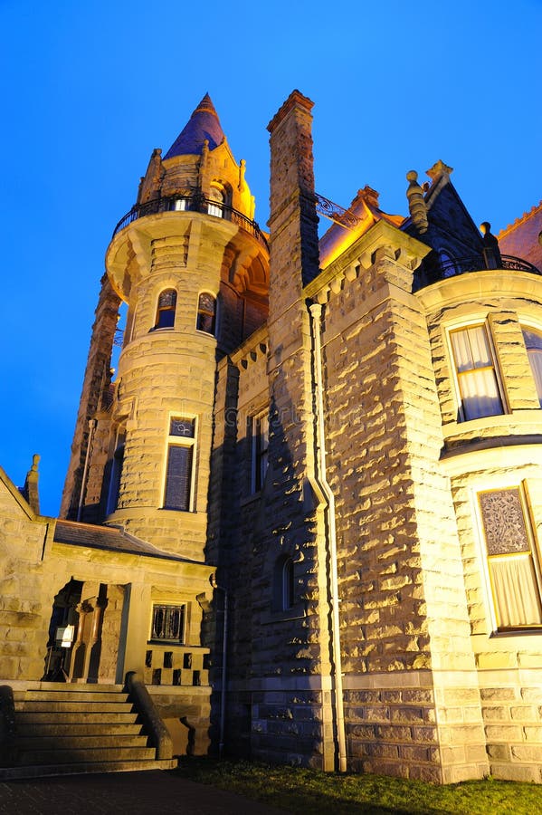 Castle Night Scene in Victoria Stock Photo - Image of nightshot, light ...