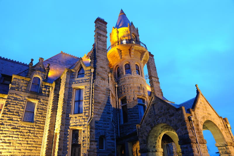 Castle Night Scene in Victoria Stock Photo - Image of nightshot, light ...