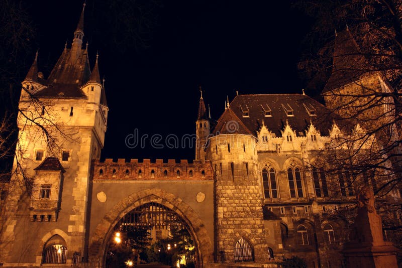 Castle at the Night Time, Budapest Stock Image - Image of lampe ...