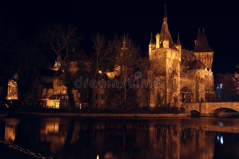 Castle at the Night Time, Budapest Stock Image - Image of dark ...