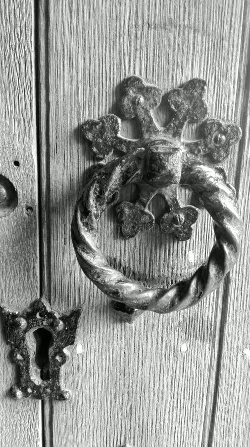 Castle Old Knock Key Door Handle Black and White Stock Image - Image of ...