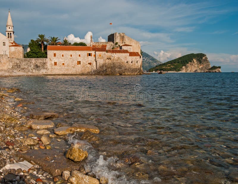 Castle of Old Town in Budva, Montenegro Stock Photo - Image of rock ...