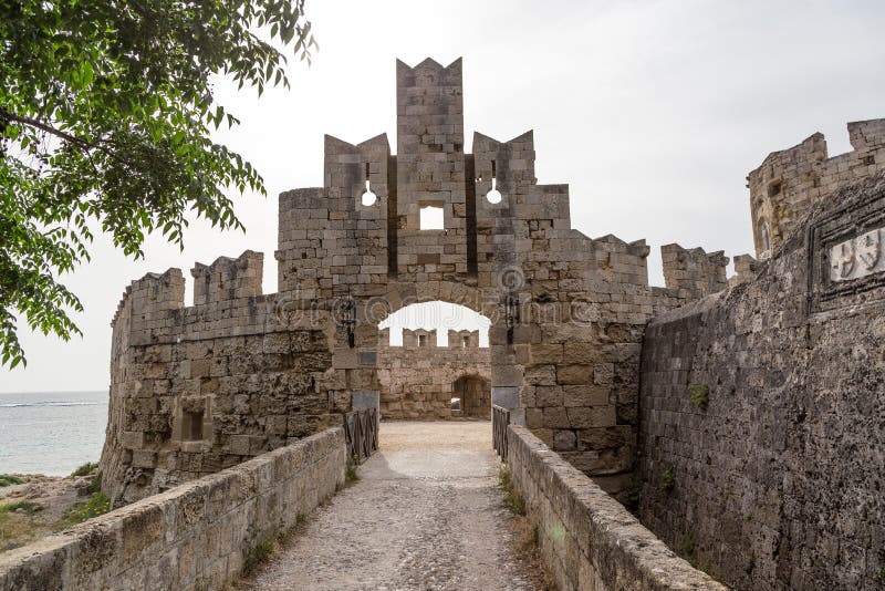 Castle of Old Town Rhodes in Greece Stock Image - Image of knight ...