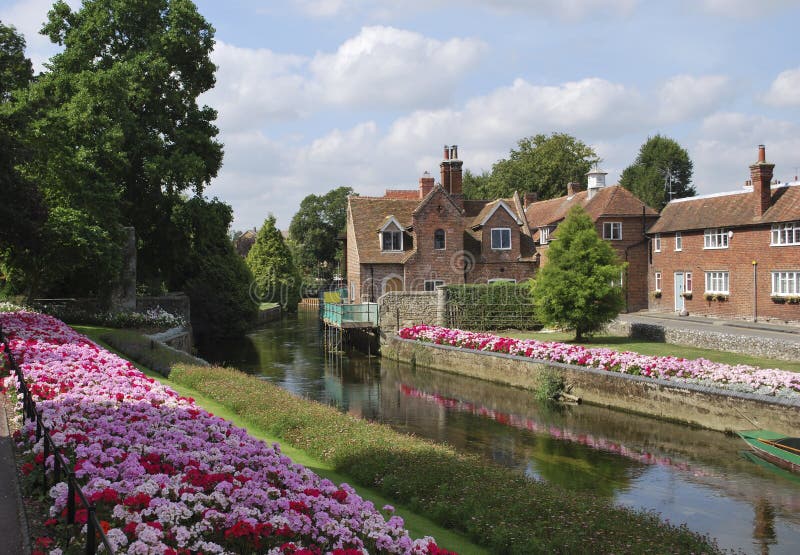 Riverside Scenery on the River Stour at Canterbury Kent England Stock ...