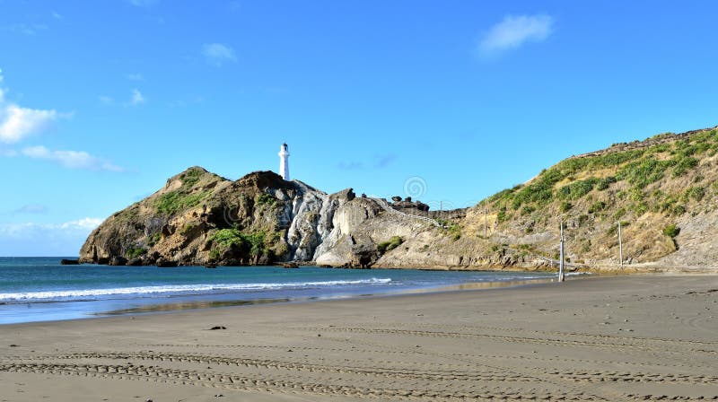 Castle Point Lighthouse and the Beach Stock Photo - Image of ...