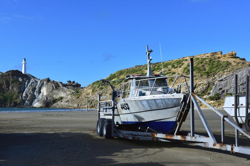 Castle Point Lighthouse and Fishing Boats Editorial Photo - Image of ...