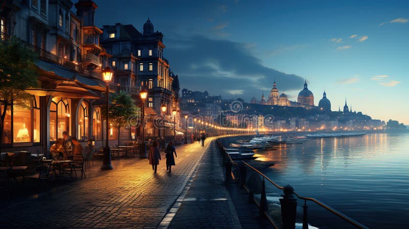 Castle at Port Dock Europe Under Cloudy Sky Background Stock ...