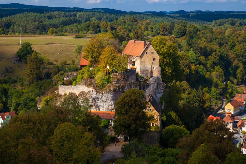 Castle in Pottenstein, Bavaria Stock Image - Image of city, panoramic ...